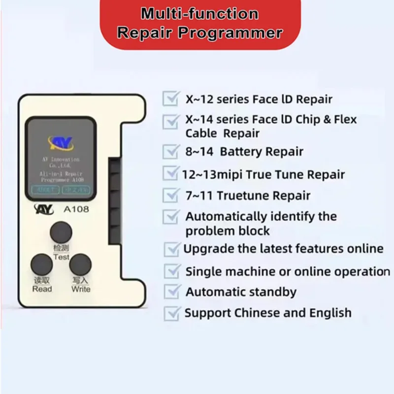 Ay A108 Multi-function Face Id Dot Matrix Battery Repair Programmer For Iphone X To 14 Pro Max ...