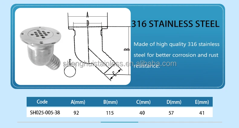 Marine Accessories Boat Floor Drain Stainless Steel 316 Boat Splash ...