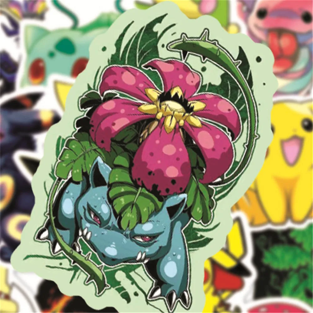 50pcs Poke-mon Pikachu Japanese Anime Manga Decal Trendy Stickers For ...