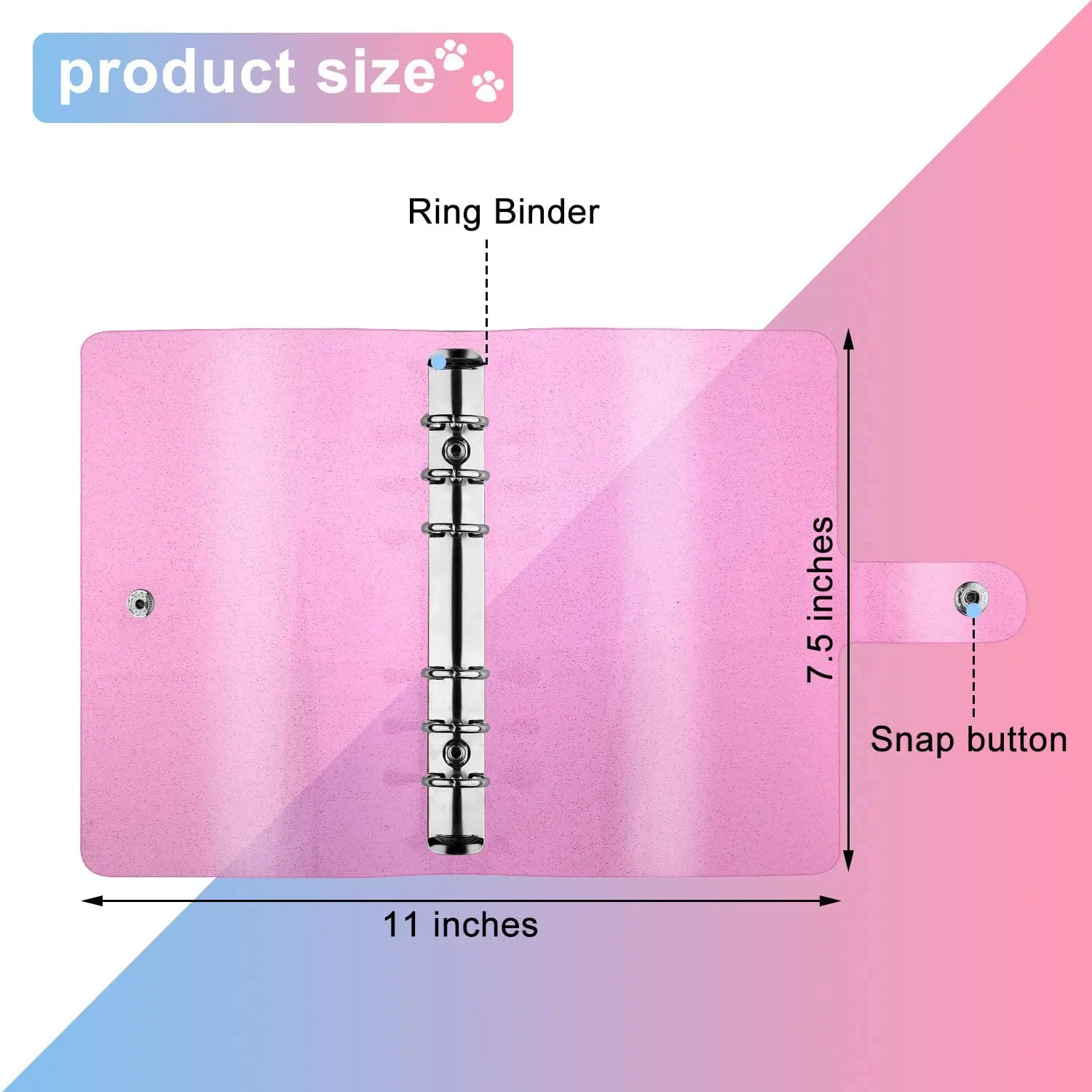 6 Ring Binder Cover Refillable Pvc Notebook Binder Cover Personal ...