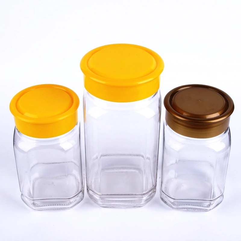 Cheap Octagonal Glass Bottle Honey Jar 380ml 730ml Candy Jar Glass Jar ...
