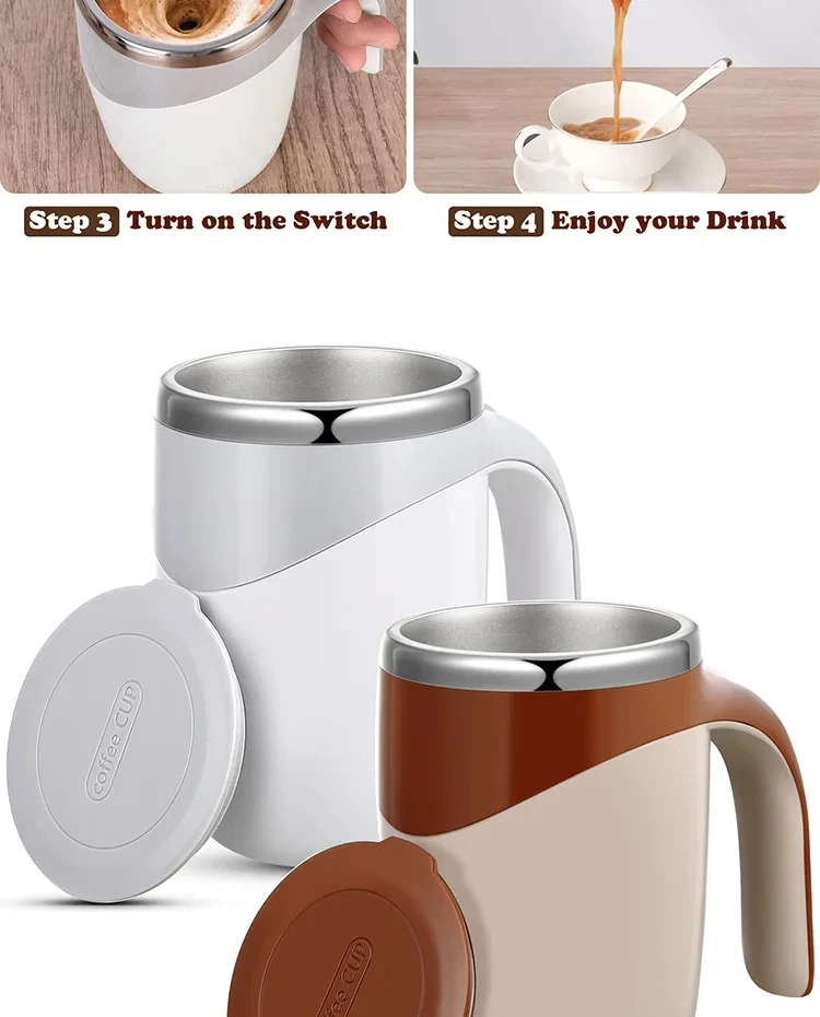 Stainless Steel Travel Magnetic Auto Mixing Coffee Cup Automatic Self ...