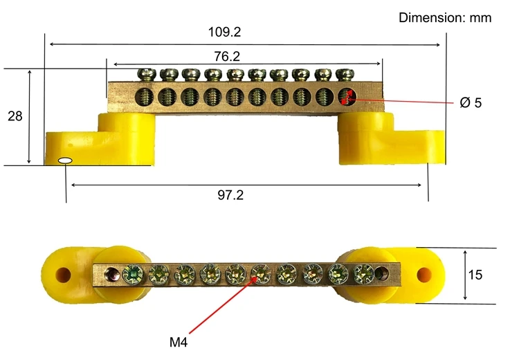 Chaer Copper Neutral Screw Bar Electric Wire Lug Terminal Block Neutral ...