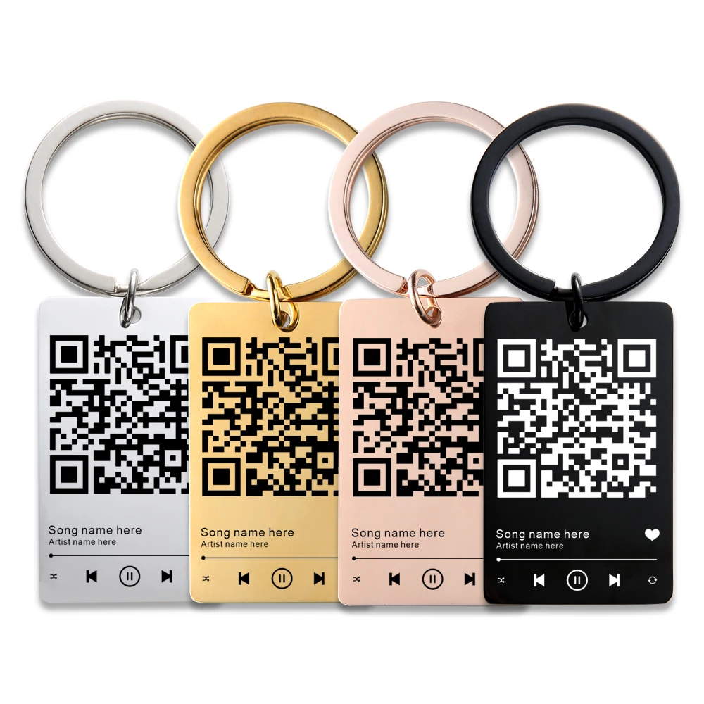 Custom QR Code Keychain - Favourite Song Spotify Keyring