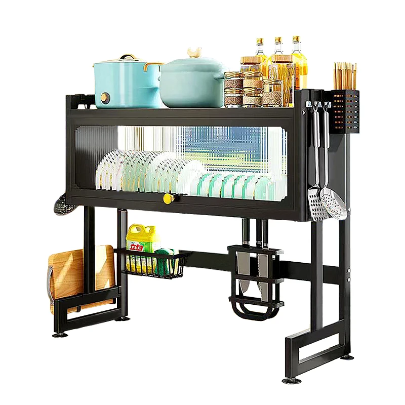 105cm Black Sink storage rack Multi-functional dishwashing sink storage ...