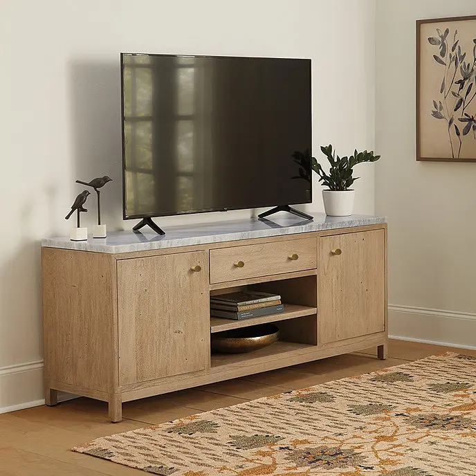 Modern Marbled Countertop Living Room Tv Stand Locker Wooden Furniture ...
