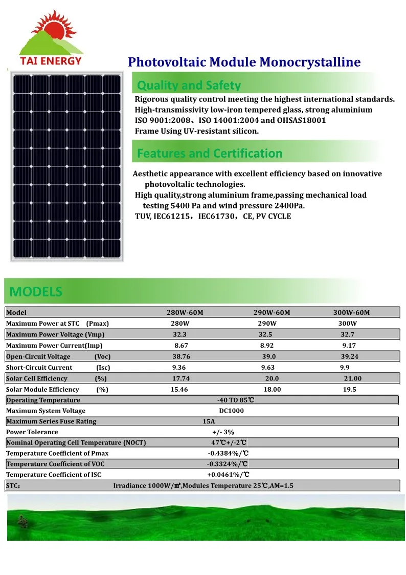 China Factory Wholesale 290w Tai Energy Flexible Solar Cell Panels For ...