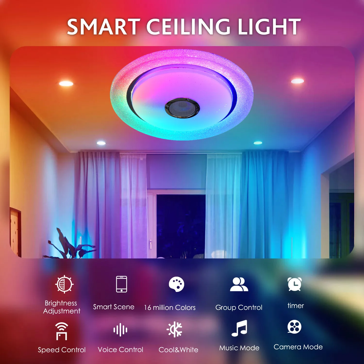 Rainbow RGB Round Bedroom Living Room Design Decorative Light Fixtures ...