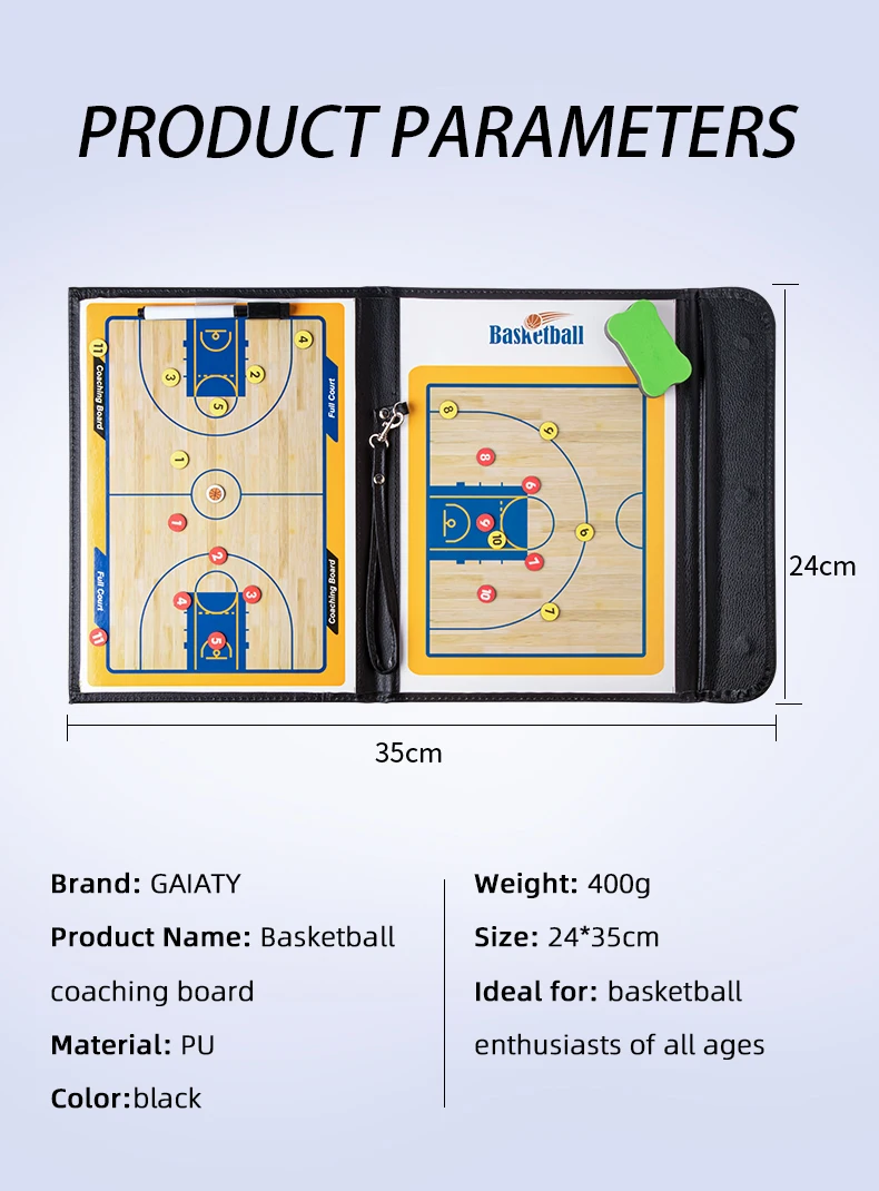 Portable PU Leather Basketball Coach Board Foldable Magnetic Football ...