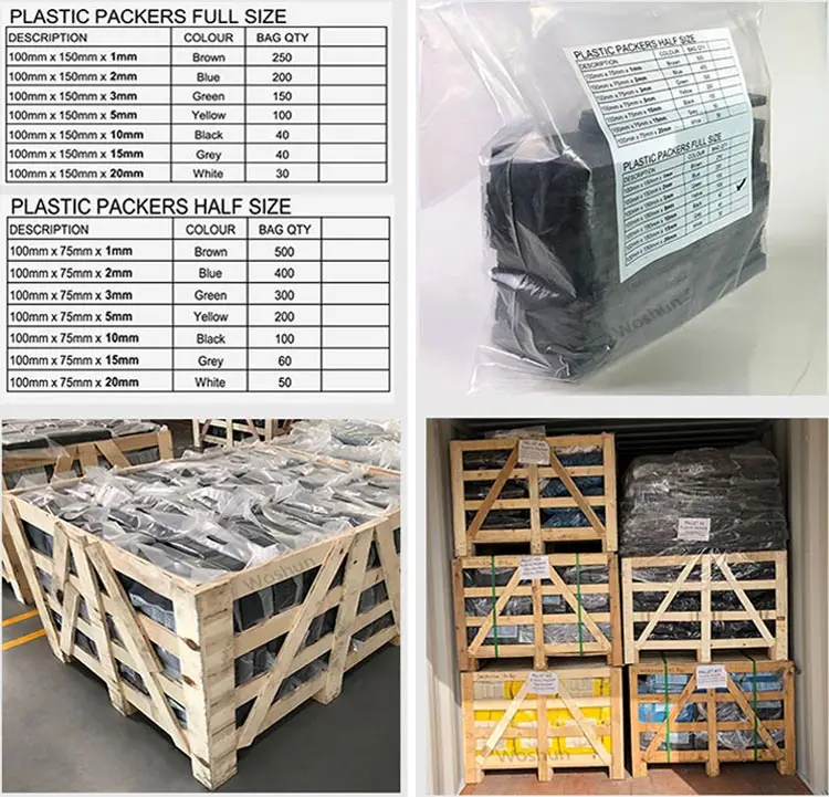 100x150mm Full Size Plastic Packer Plastic Shim Plate Original Factory Concrete Panel Shim ...