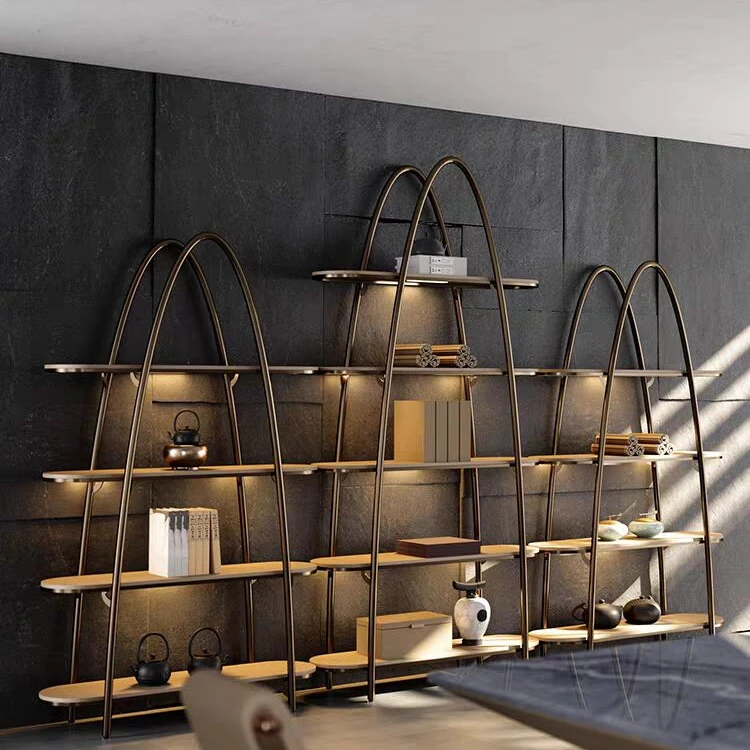 Light luxury bookshelf modern simple creative art bookshelf villa home ...