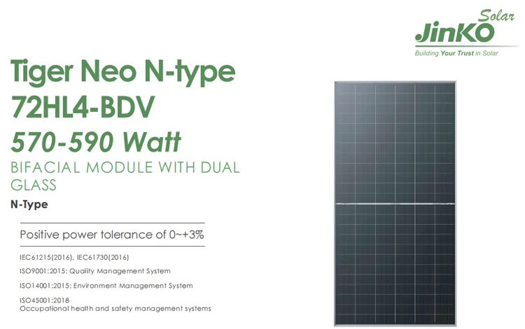 Jinko Solar 575W-600W Bifacial Modules - High Efficiency