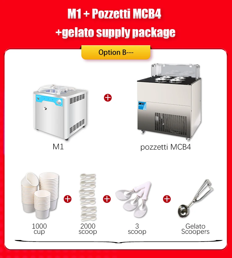 MEHEN M1 Stainless Steel Italian Batch Freezer Hard Gelato Ice Cream ...