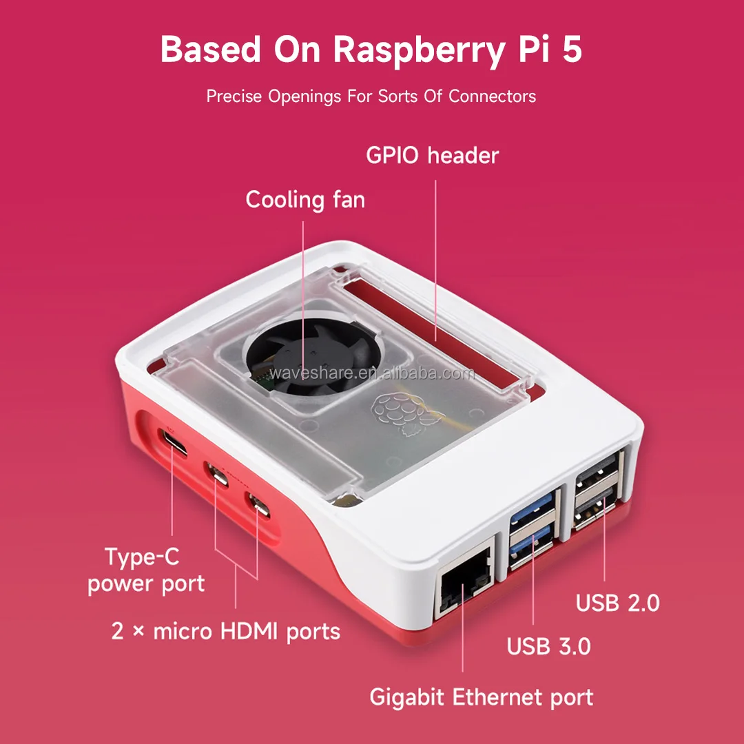 Aluminium Alloy Case (H) for Raspberry Pi 5, With Temperature ...