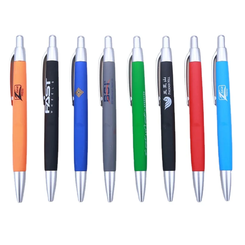 Custom Branded Plastic Rubber Coated Click Hotel Cheap Pen For ...