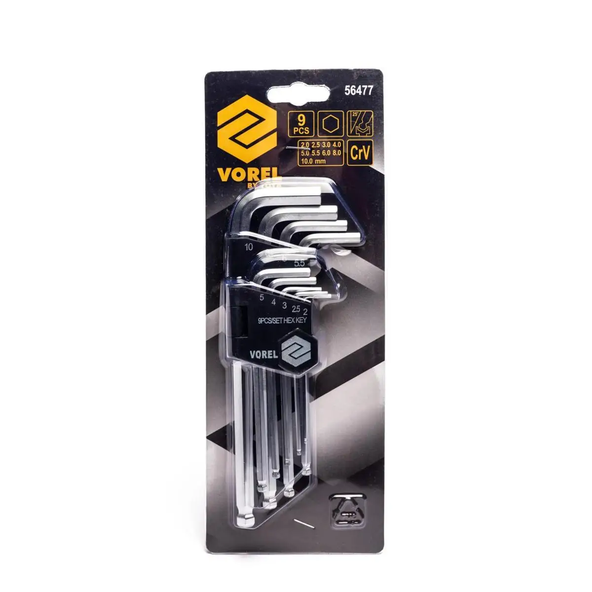 Industrial Grade Allen Keys Set 9-Piece 1.5/10 mm Metric Steel Hex ...