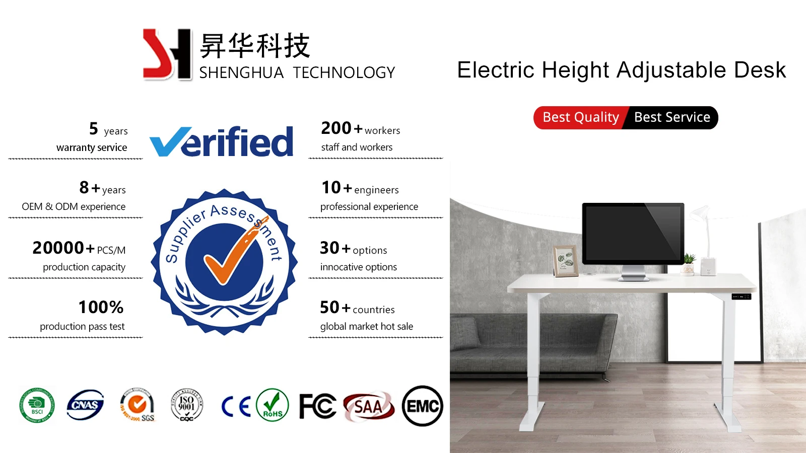 One Leg Table Ergonomic Standing Height Adjustable Desk Electric Sit ...