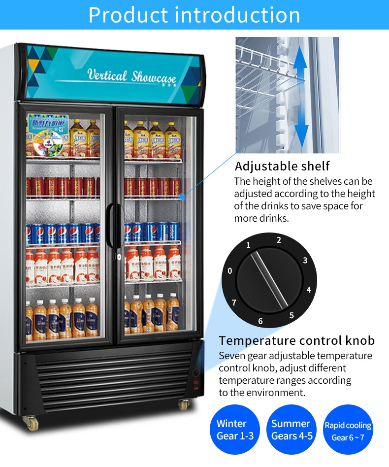 Counter Top Display Chiller Supermarket Cola Drink Cooler Showcase 3 ...