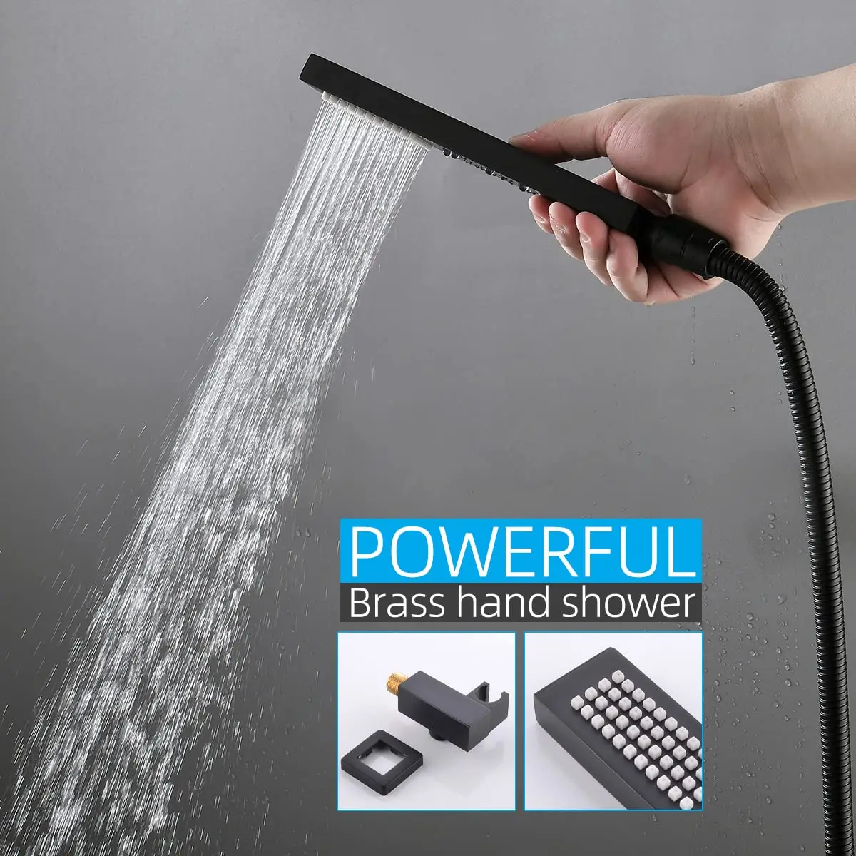 Matte Black Ceiling Mounted 16 Inch Rain Shower System OEM | Wholesale