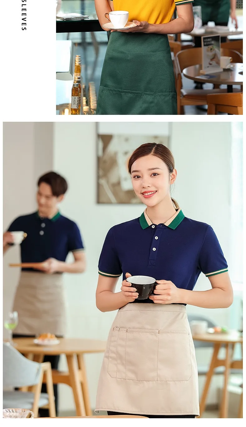 8 Colors Restaurant Waiter Uniforms - Polo Shirts with Custom Logo