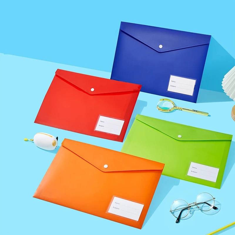A4 Size Envelope Snap File Bag For School Waterproof Plastic Snap ...