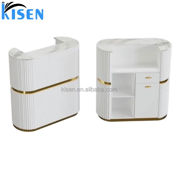 Kisen Modern Linear Reception Desk Pink Black Blue Green Counter Front ...