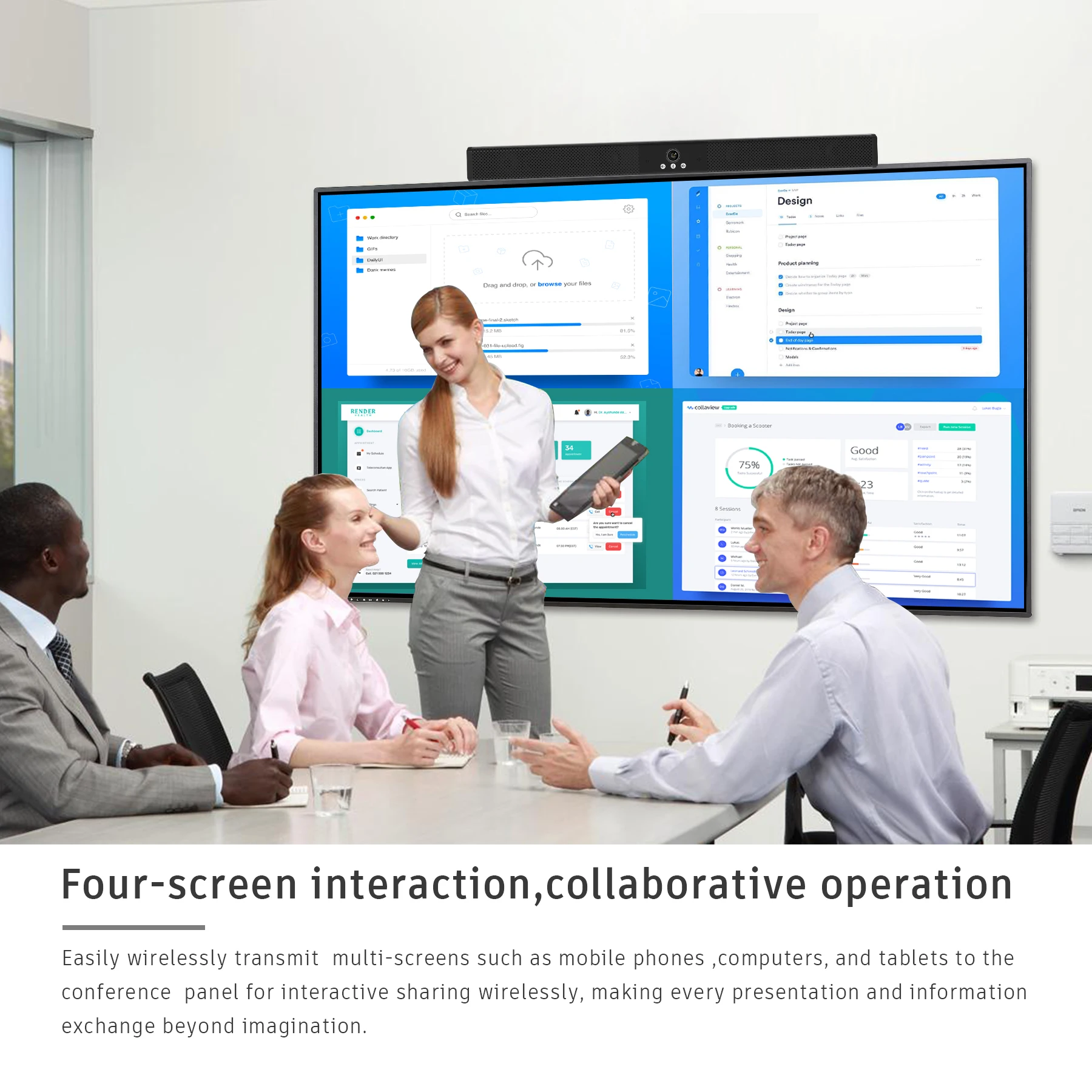 Conference Meeting Smart Board High End 4k Uhd 98'' Interactive Touch ...