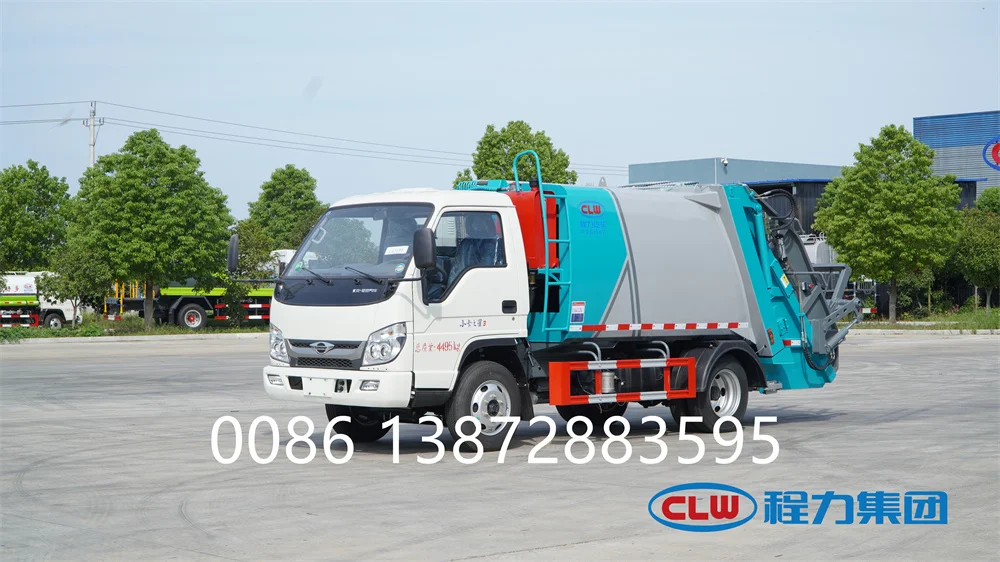RHD FORLAND 4x2 Diesel Manual Trash Truck 3m3 Compactor with Hook Lift ...
