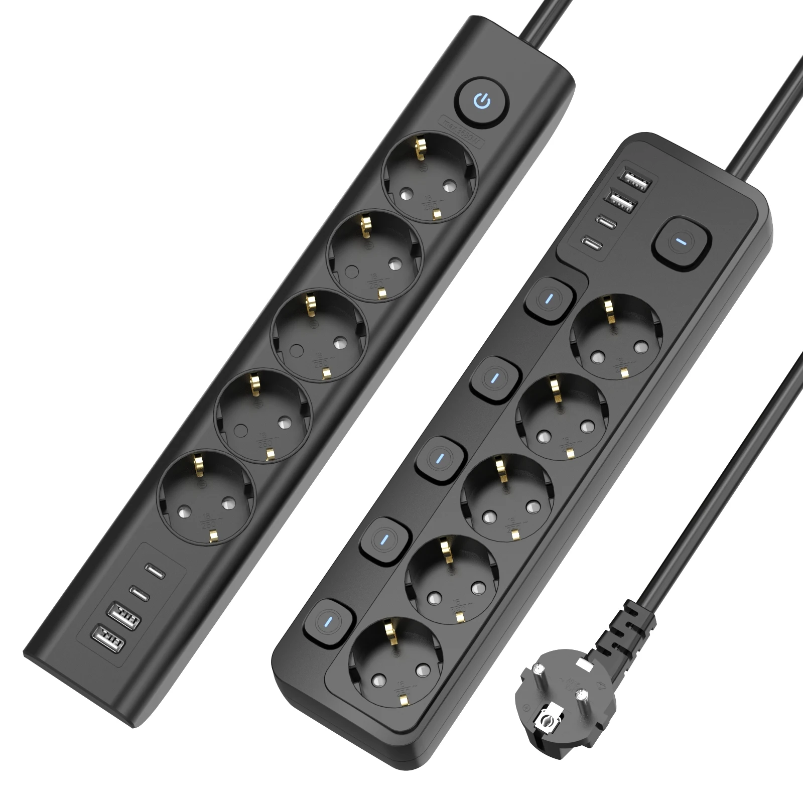 4 Ways 4 Usb+type-c Port Socket Multi Smart Power Strip Multifunction ...