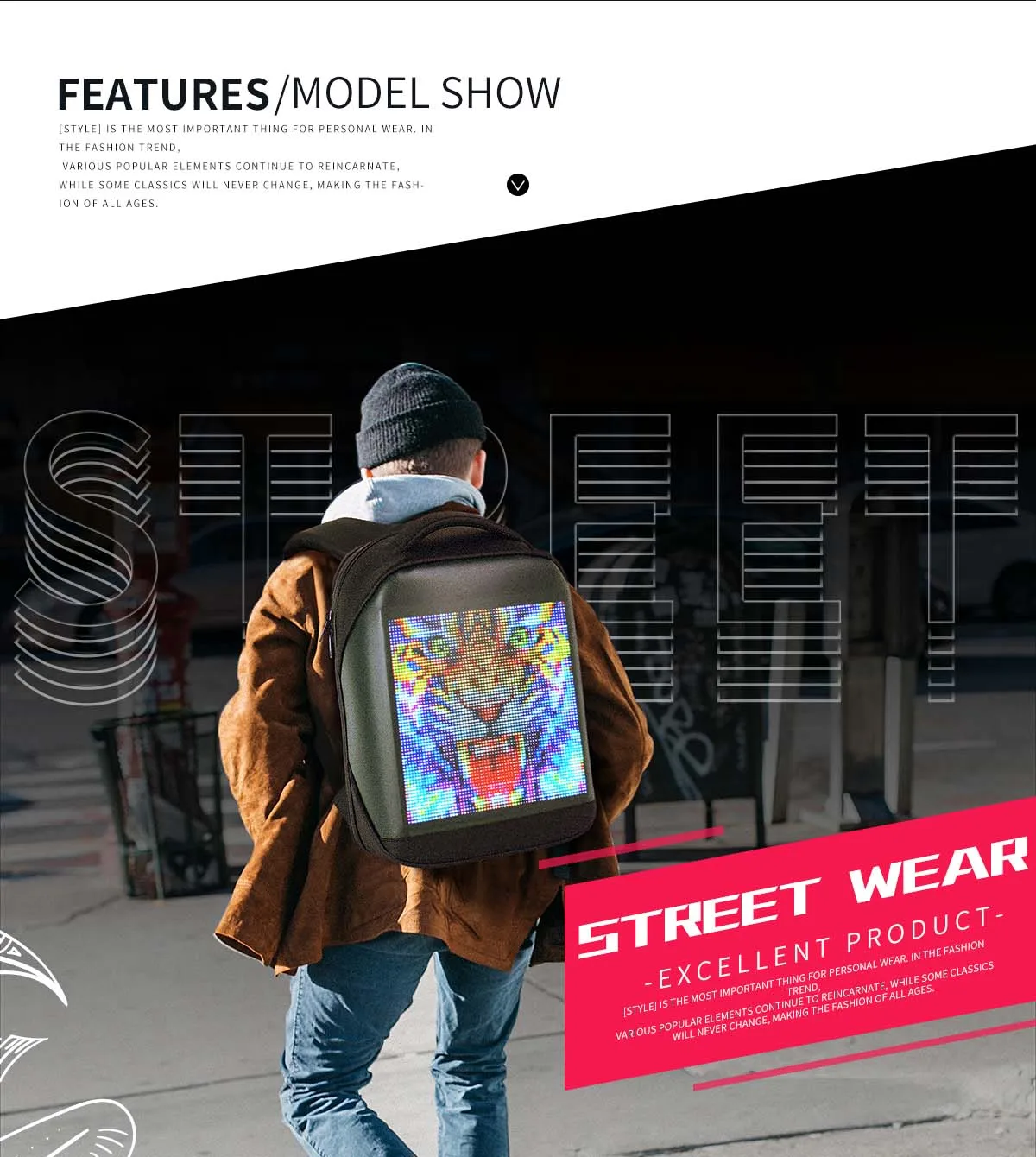 Waterproof APP Programmable Walking Billboard Led Lights Smart Gym ...