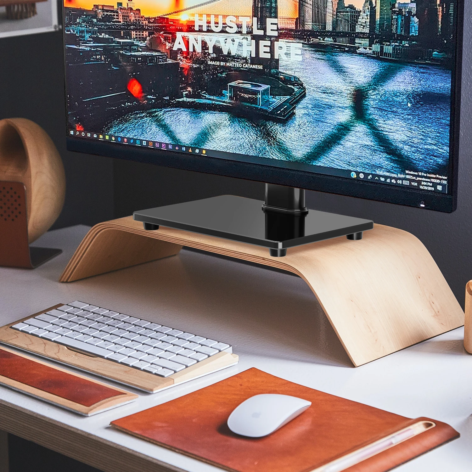 Single Computer Monitor Free-Standing Desk Mount Riser, 32 Inch TV ...