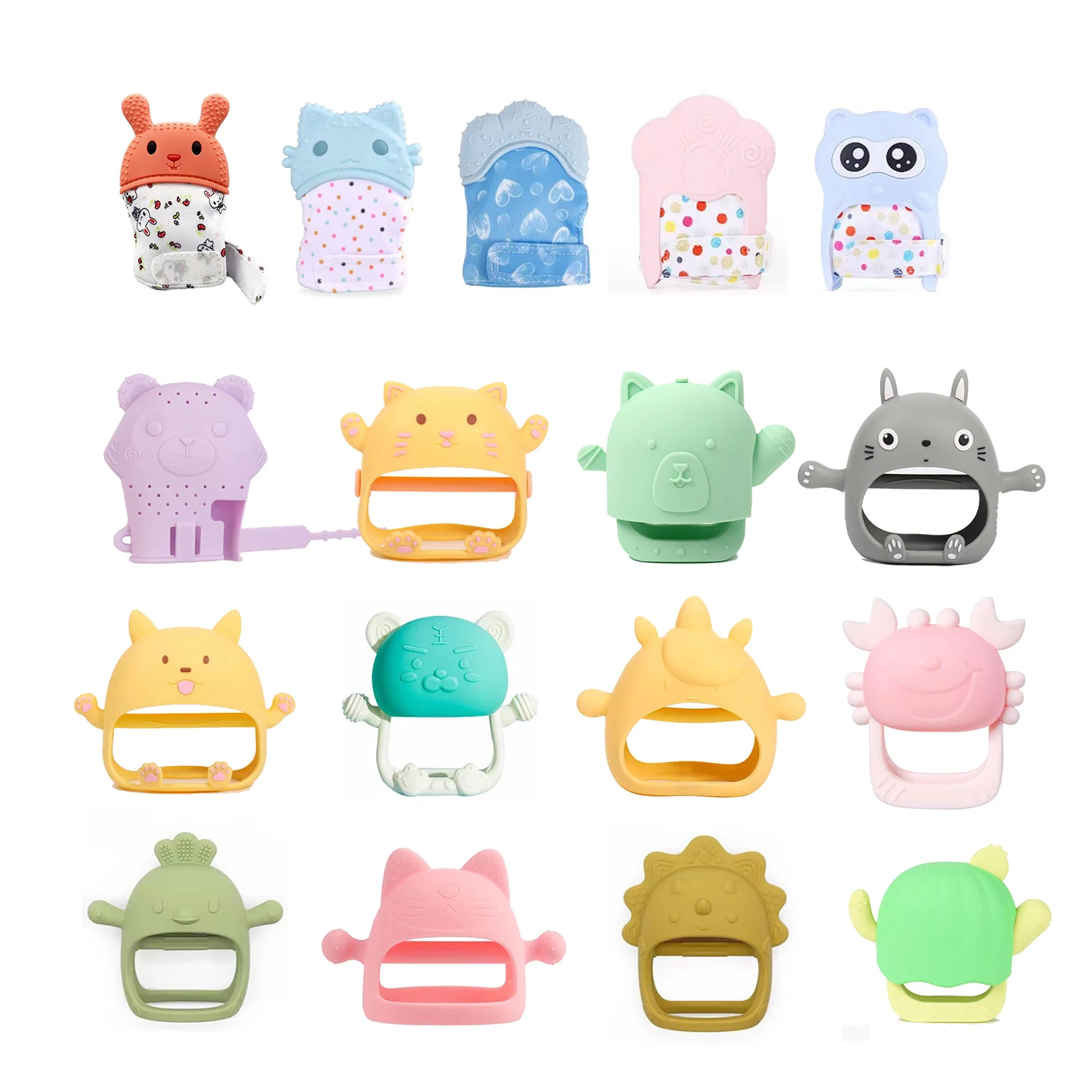 Cute Cartoon Baby Silicone Teether Glove Customize Kids Anti Dropping ...