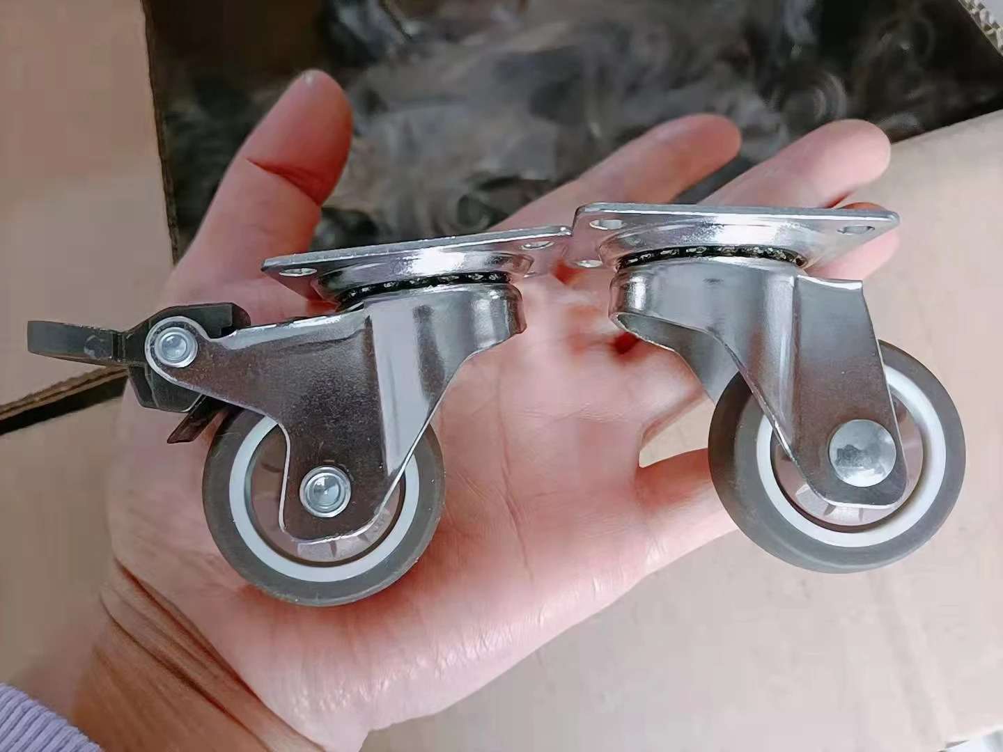 2 Inch Trolley Caster Wheels Double TPR Swivel Movable Metal 50mm ...