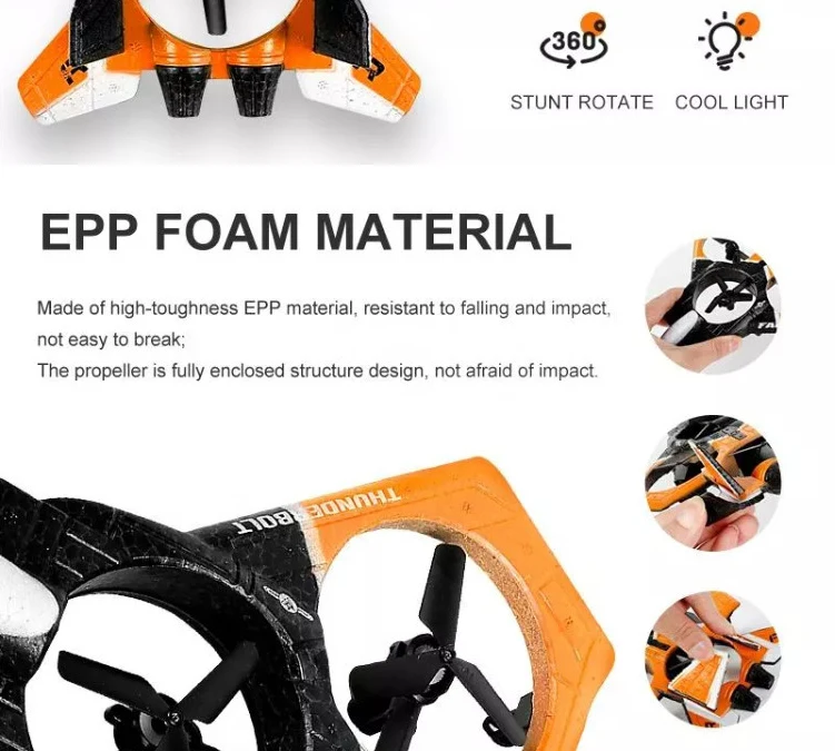 2.4g Epp Foam Rc Fighter Aircraft Model Dual Control Camera Auto Return Flying Airplane Toy ...