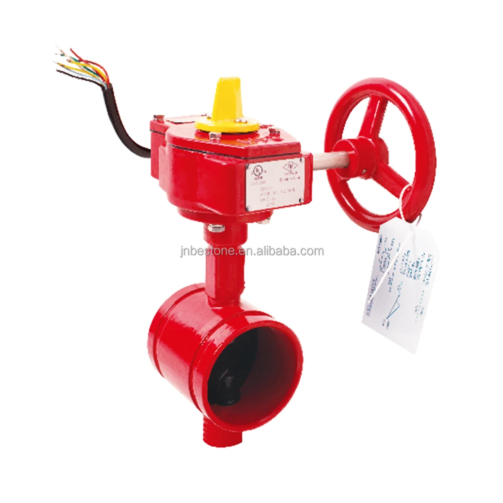 Grooved End signal Butterfly Valve, Ductile Iron Grooved Butterfly ...