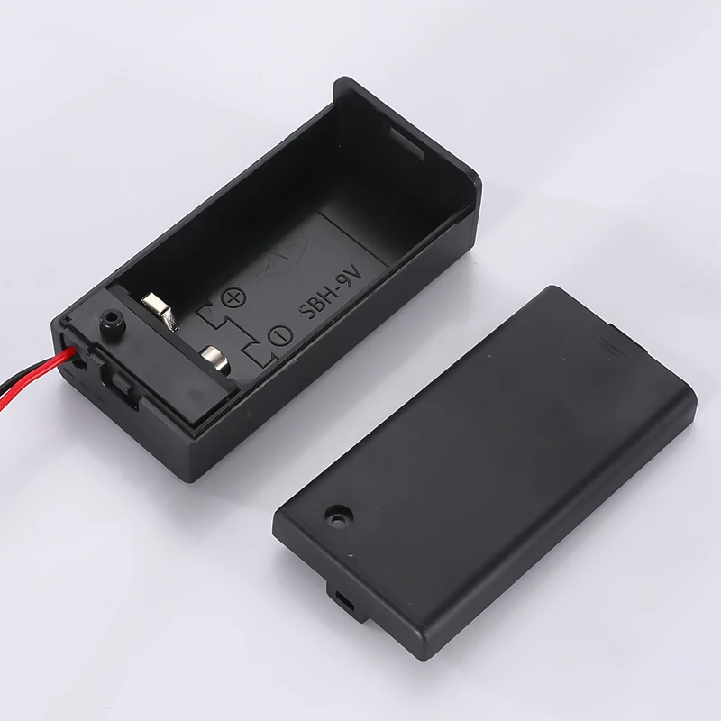 9V Battery Holder With Cover and Switch With Black and Red Wire Battery ...