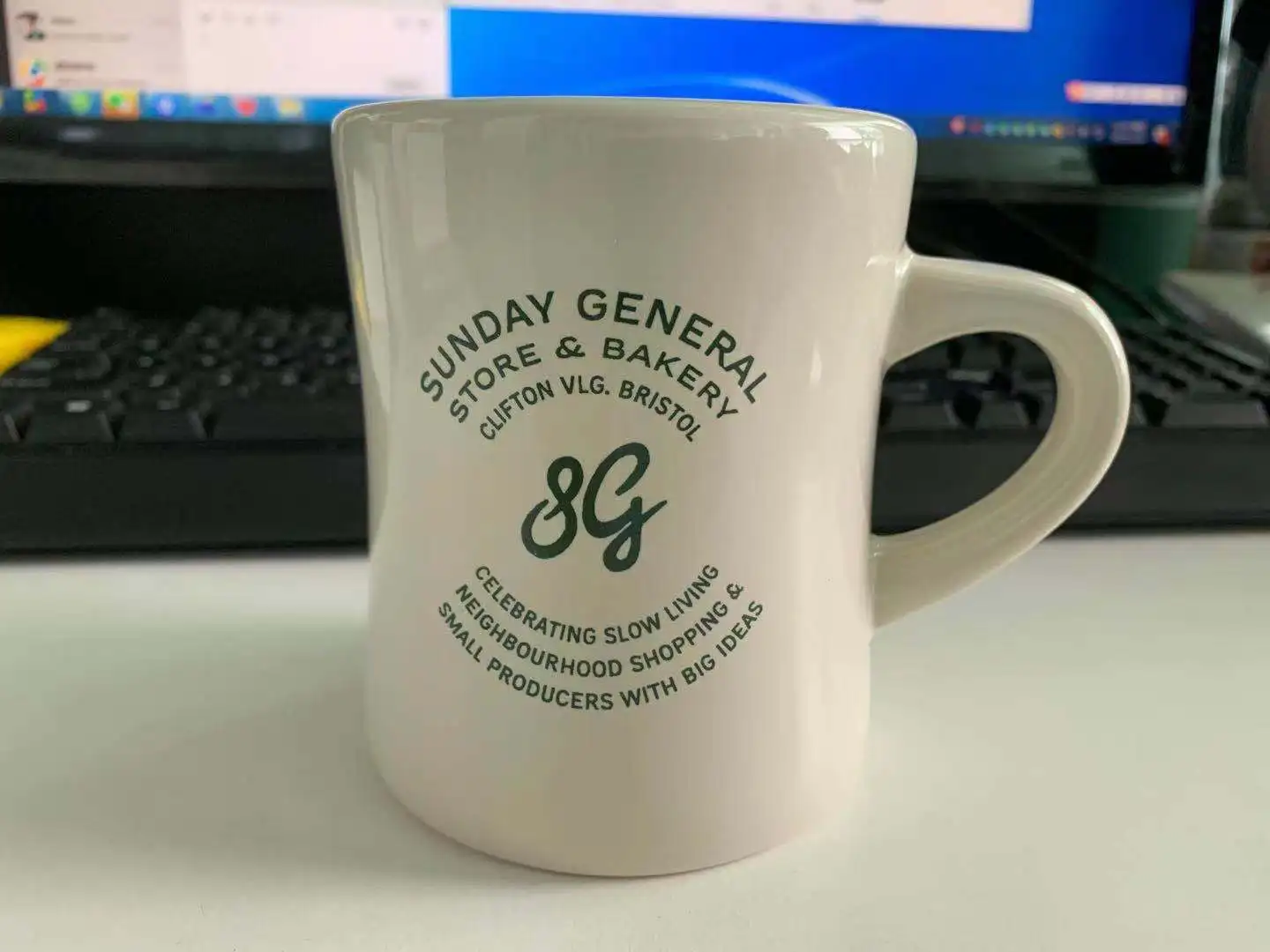 11oz Vintage Cream White Ceramic Coffee Mug - Custom Logo