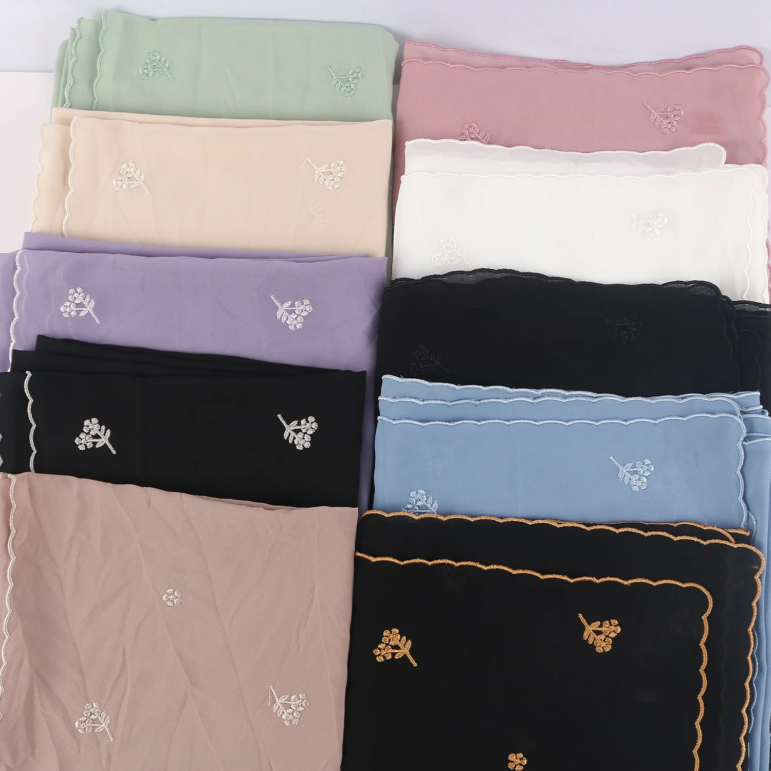 Shawl Sulam Embroidered Chiffon Hijab Scarf Veil Chiffon Shawl For ...