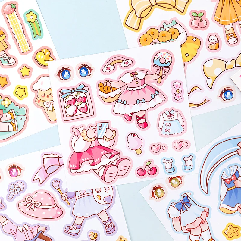 Cartoon Characters Cute Dress-up Stickers Girls' Educational Toys ...
