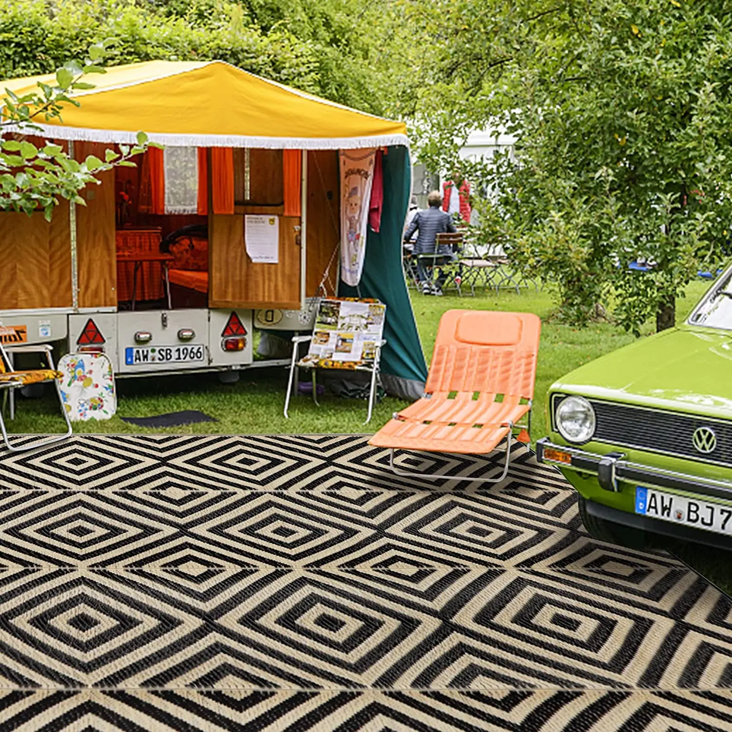 Patio Rug Reversible Woven Polypropylene Beach Mat Recycled Plastic ...