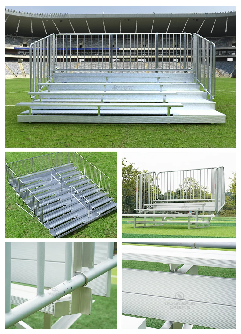 10 Rows Aluminum Bleachers - Durable Outdoor Stadium Benches