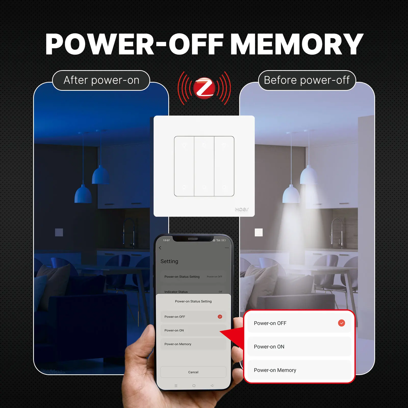 Moes Star Ring Zigbee Smart Dimmer Switch For Light Dimming Work With ...
