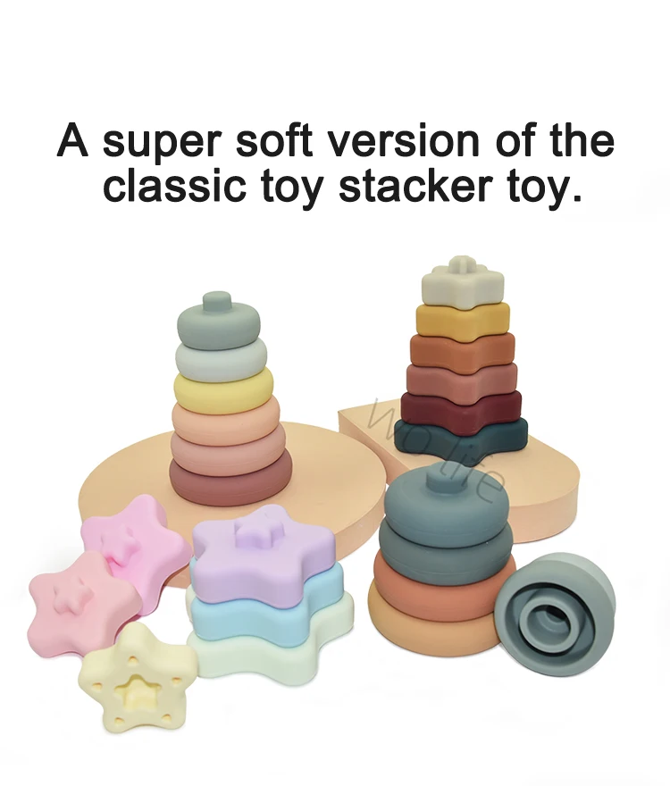 Rainbow Soft Silicone Stacking Building Blocks Silicone Stacking Ring ...