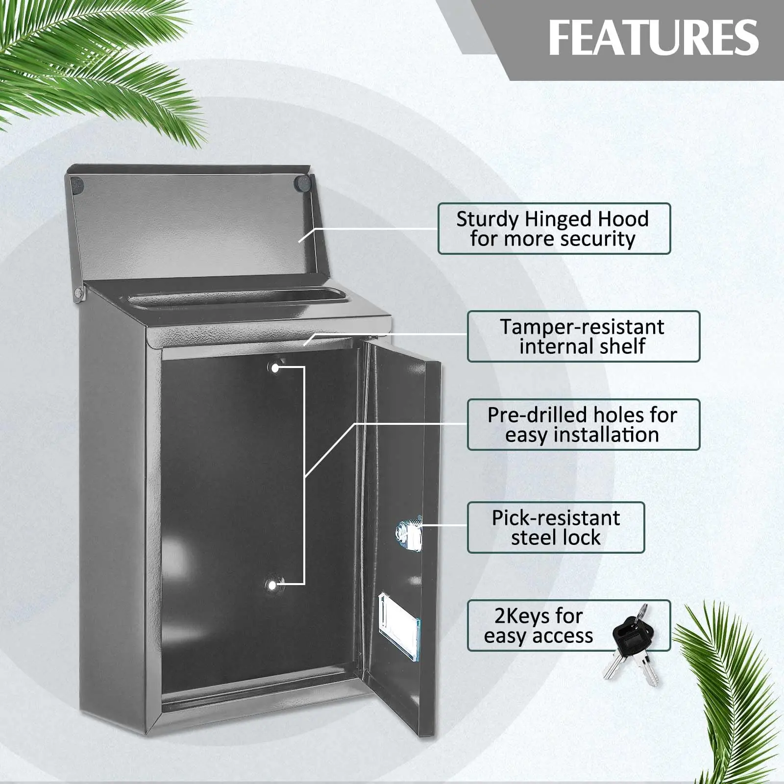 Outdoor Steel Newspaper Letter Drop Box Outdoor Mailbox with Large ...