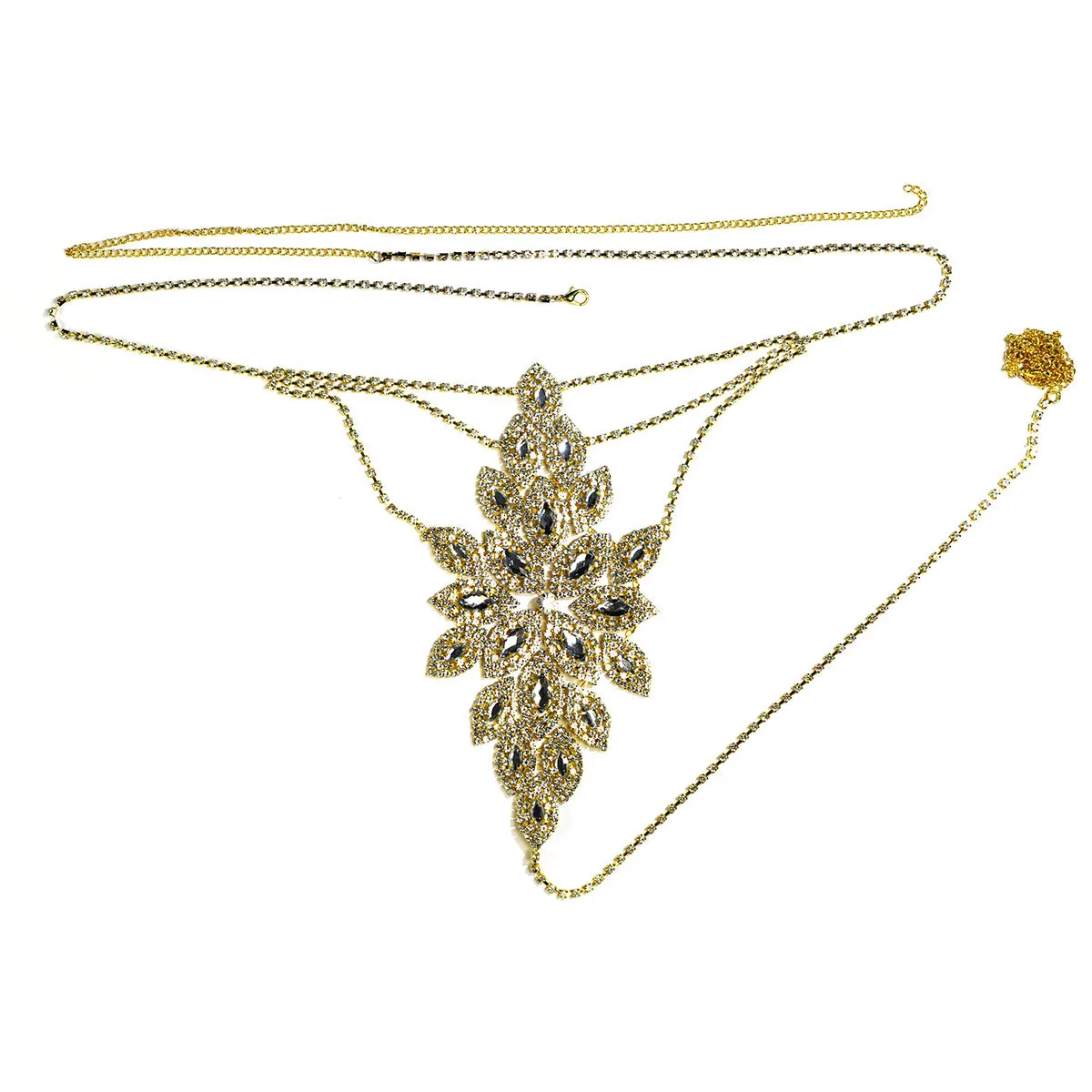 Candj Shiny Rhinestone Bra And Thong Body Chain Women Underwear Set