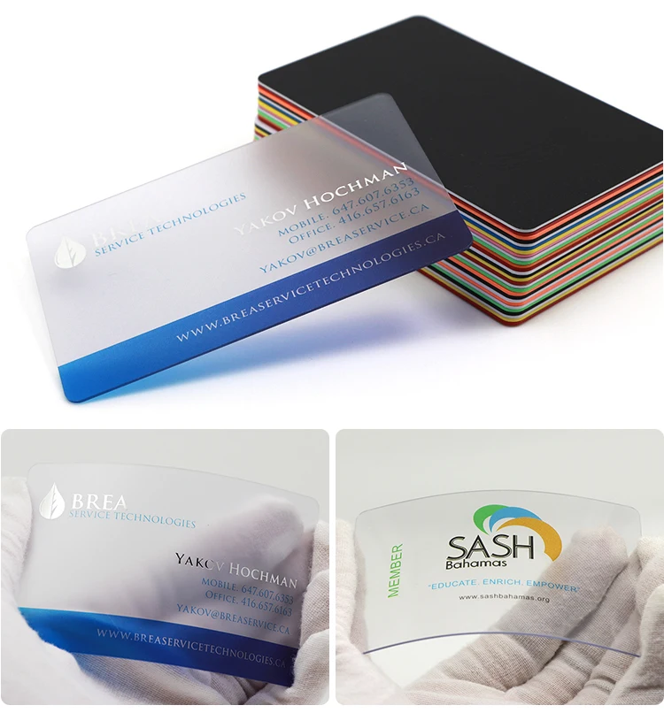CMYK Printing Custom Clear PVC Name Visit Transparent Business Cards