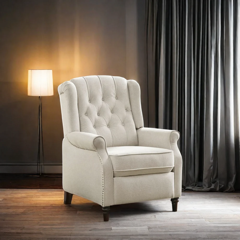 Modern Fabric Recliner Armchair Pushback Design For Home Office Living Room Bedroom Or Dining