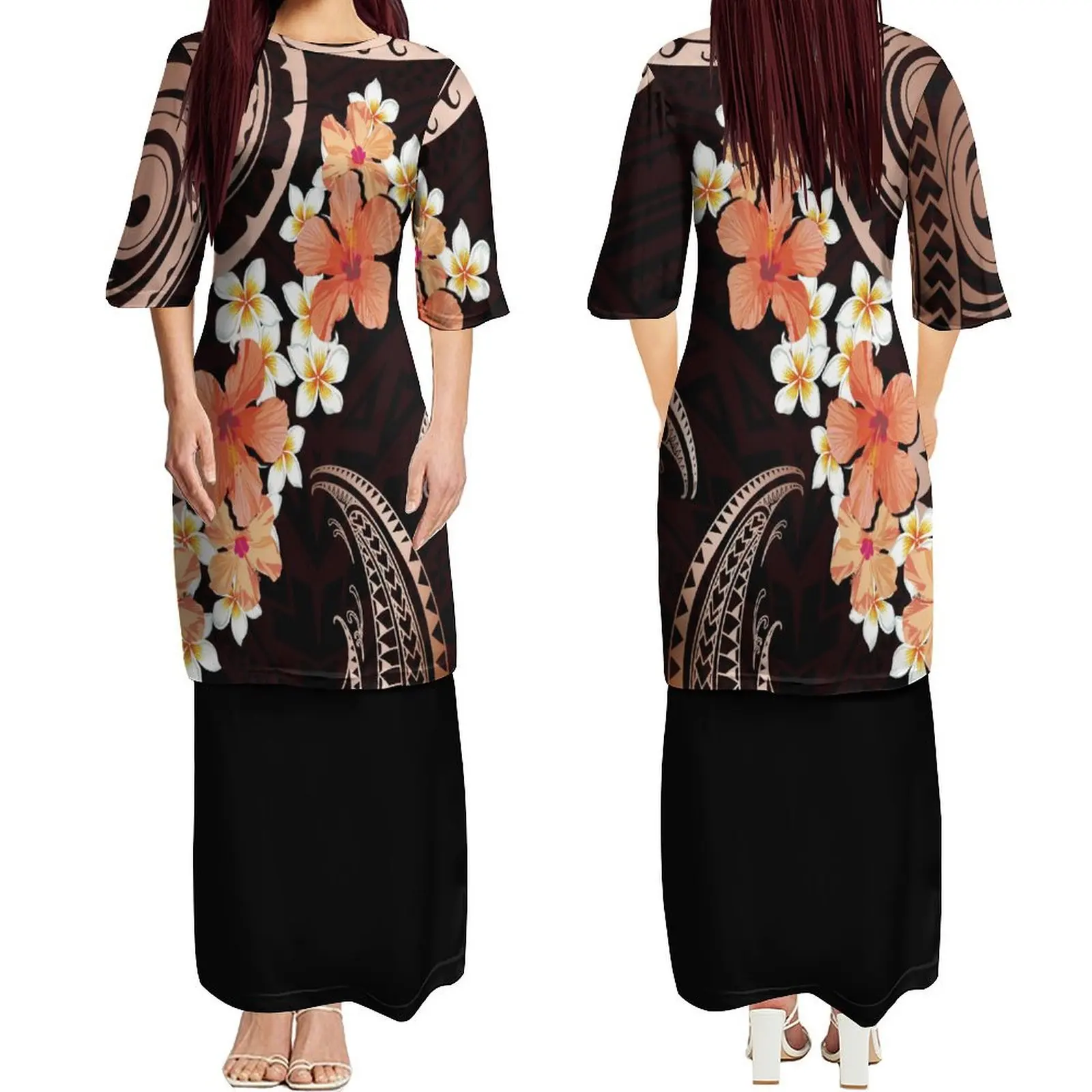 Wholesale Custom Polynesian Tribal Samoan Puletasi Set Ptaha O Neck Top ...