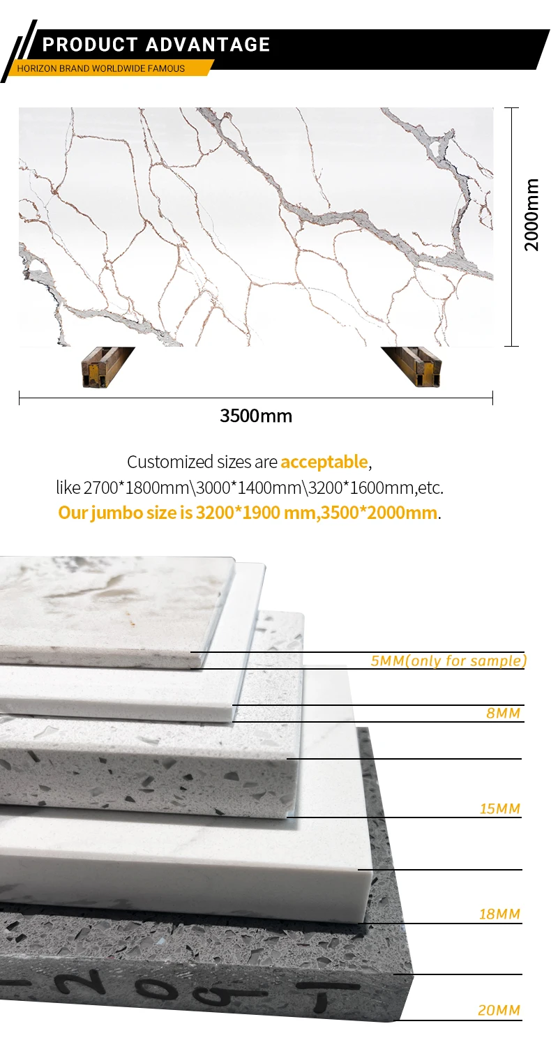 Horizon Calacatta White Quartz Slabs Engineered Stone Slabs Countertop ...