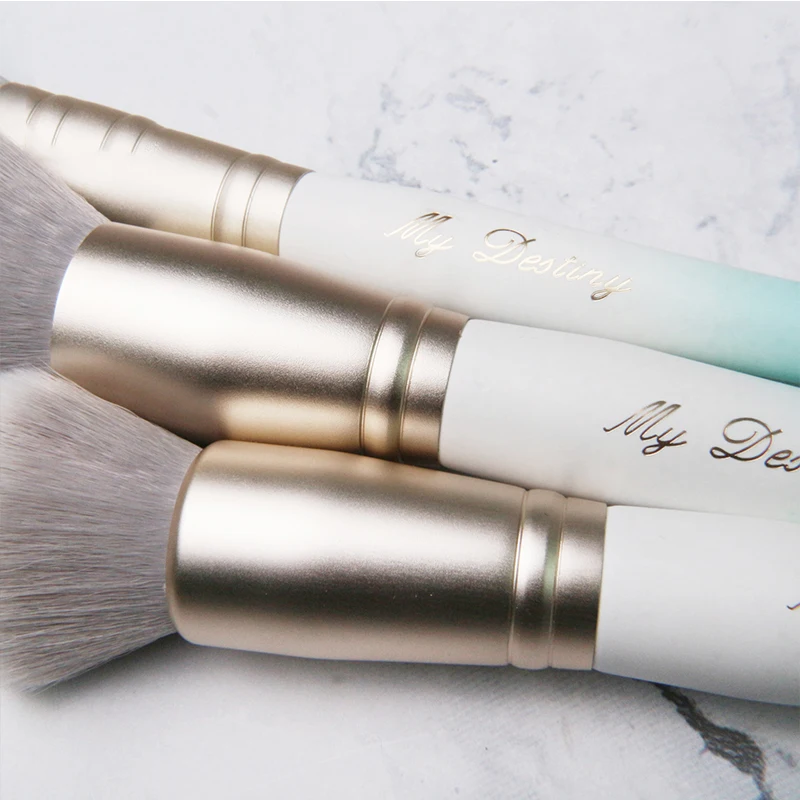 Custom Makeup Brushes Logo Private Label Synthetic Hair Aluminum Tube ...